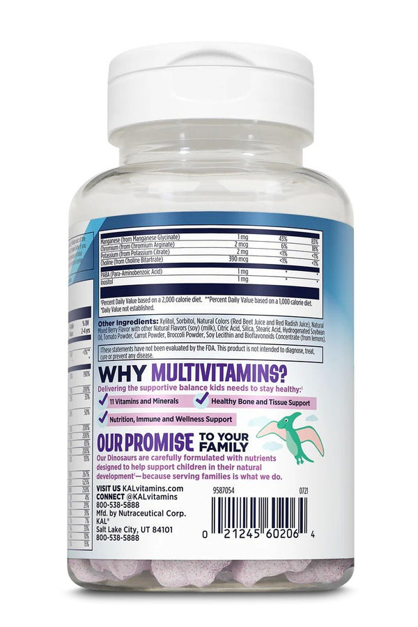 Kal Dinosaurs MultiSaurus Mixed Berry 90 Chewable - VitaminLife