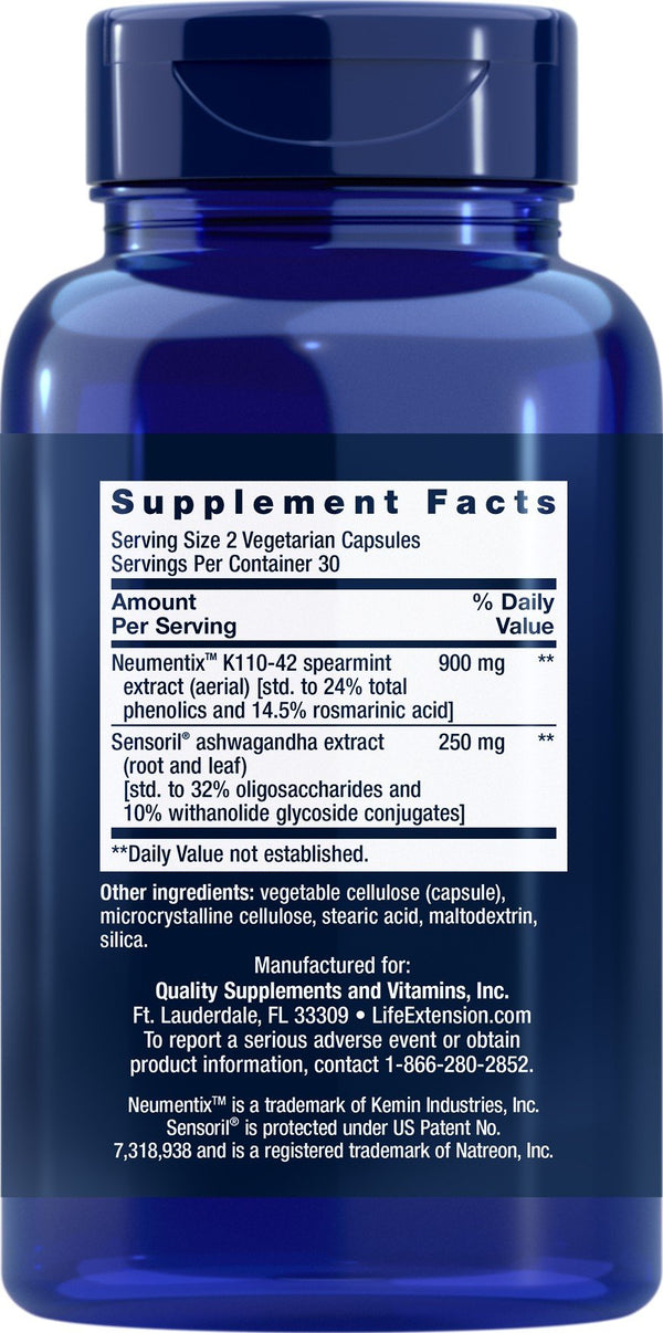 Life Extension Ashwagandha Plus Calm & Focus 60 VegCap - VitaminLife