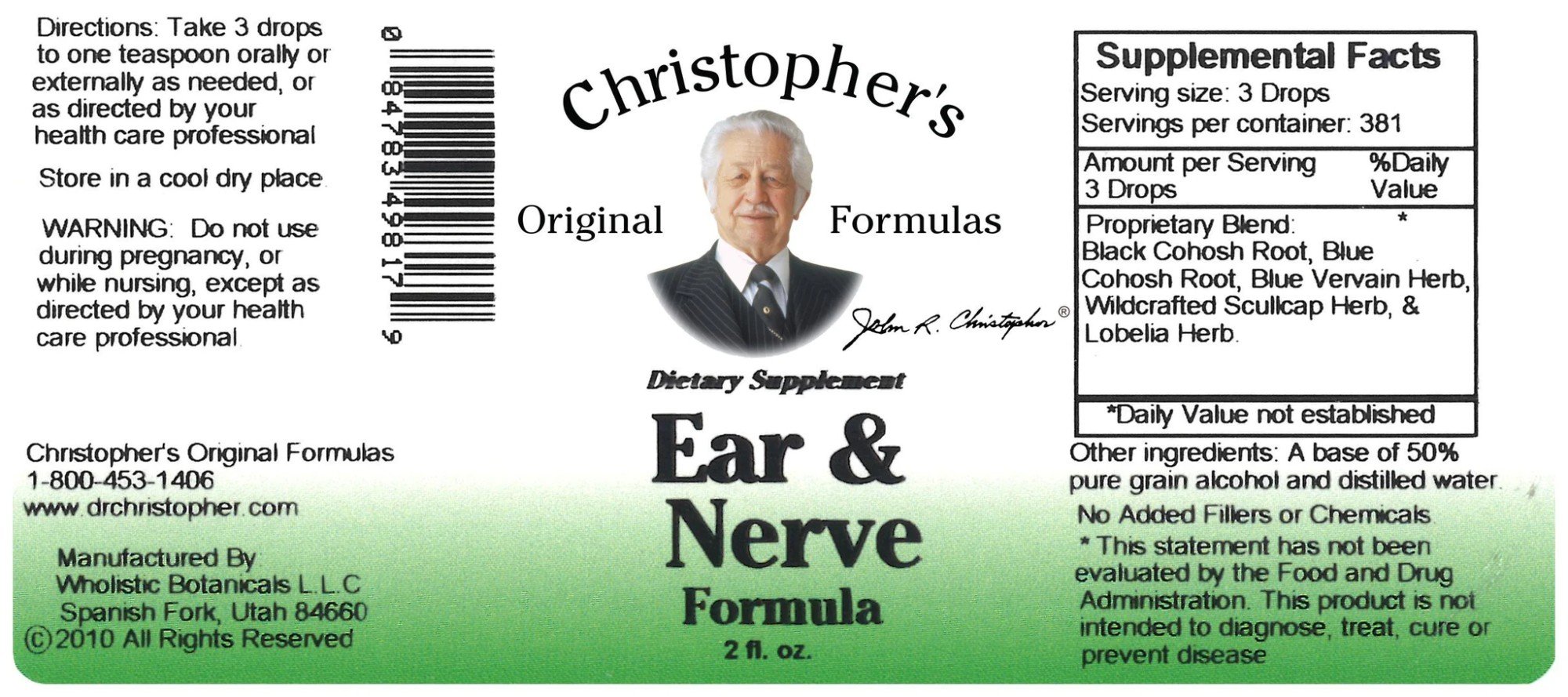 Christopher's Original Formulas Ear & Nerve Formula Alcohol 2 oz Liqui - VitaminLife