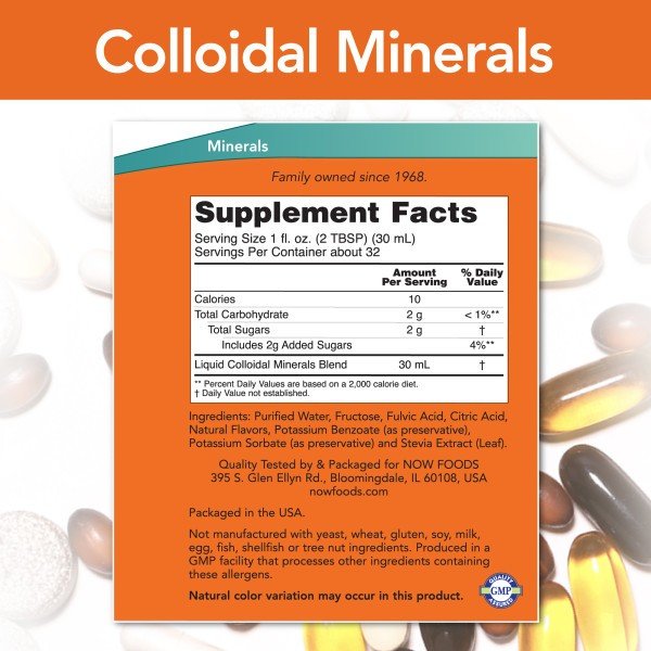Now Foods Colloidal Minerals-Raspberry 32 oz Liquid - VitaminLife