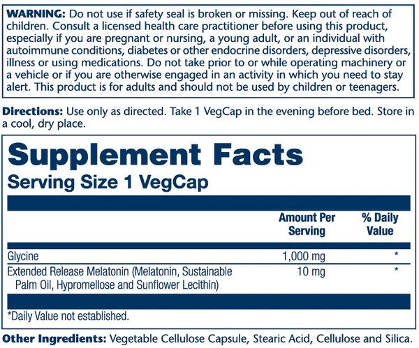 Solaray Melatonin w/ Glycine 100 Vegetarian Capsules - VitaminLife