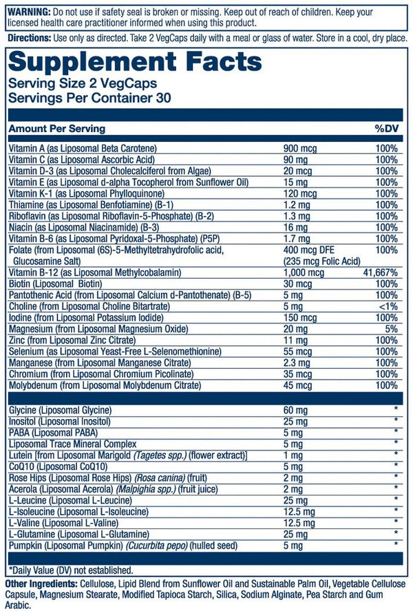 Solaray Men's High Potency Liposomal Multivitamin 60 Vegetarian Capsul ...