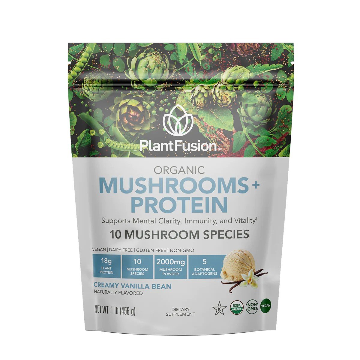 PlantFusion Mushroom & Protein Vanilla 1 lb Powder - VitaminLife