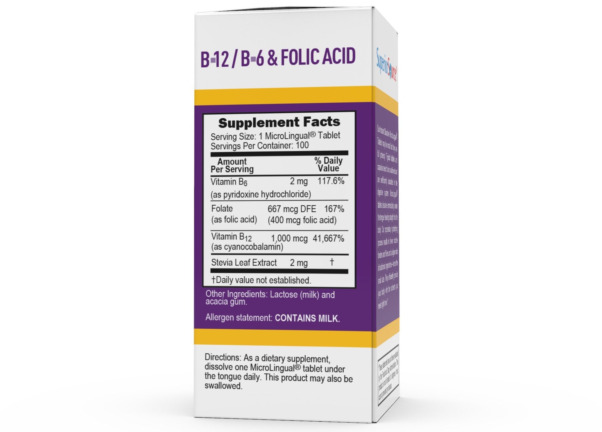 Superior Source No Shot B6/B12/Folic Acid 100 Sublingual Tablet ...