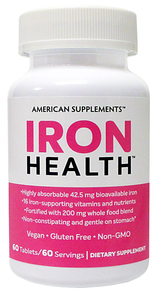 American Supplements Iron Health 42.5 Mg Non-Constipating Iron with 16 ...