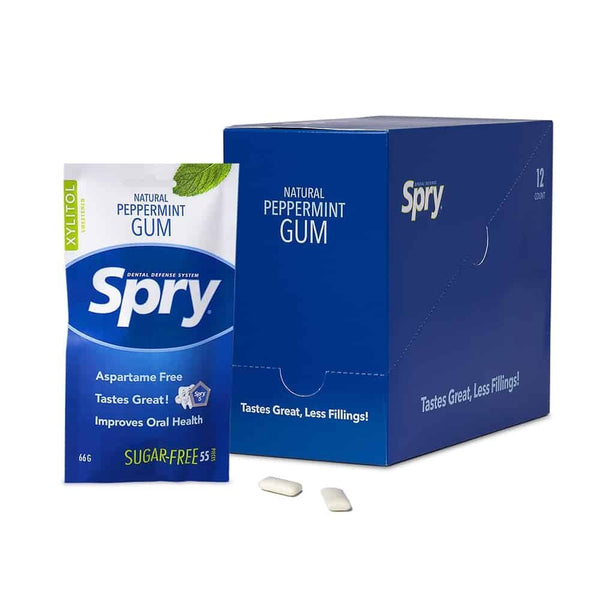 Xlear Spry Xylitol-Sugar-Free-Gum-Peppermint-12pk 55 Bag - VitaminLife