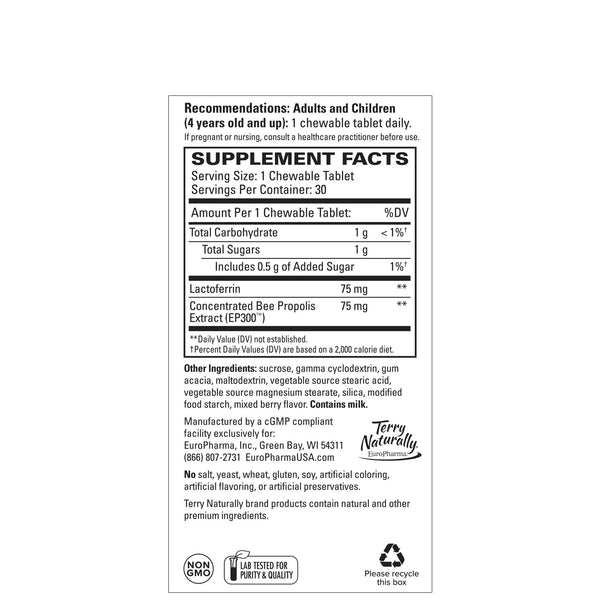 EuroPharma (Terry Naturally) Lactoferrin With Propolis Extract EP300 3 ...